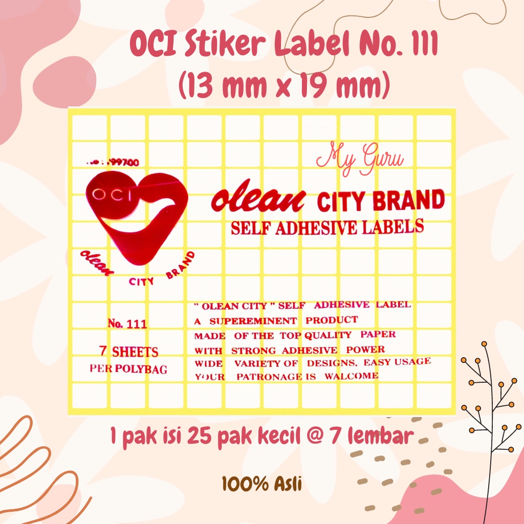 Jual [PAK KECIL] OCI STIKER LABEL PUTIH POLOS NO. 111 / 112 / 114 / 123 ...