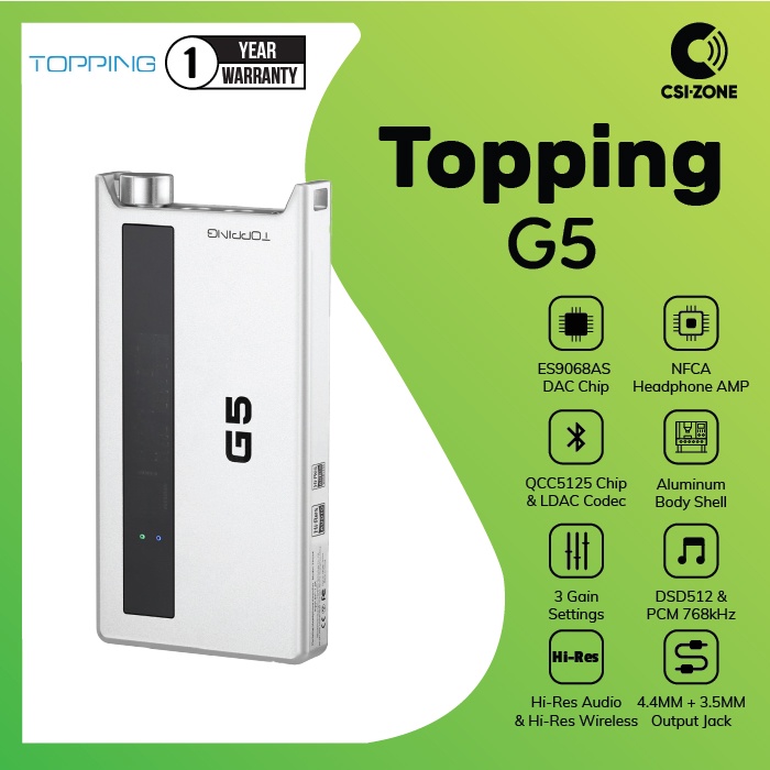 Jual Topping G5 Hi-Res Portable LDAC Bluetooth DAC / Amplifier | Shopee ...