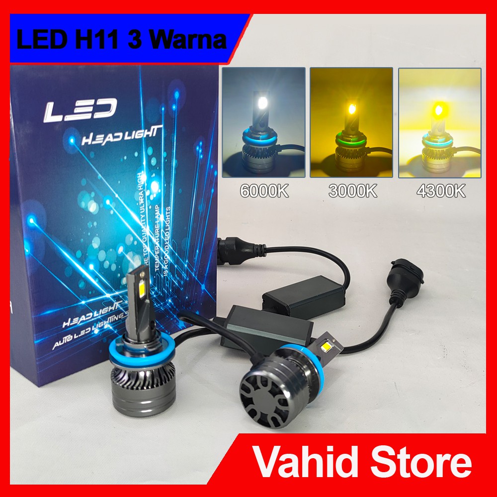 Jual Lampu LED H11 3 Warna | Lampu Foglamp | Lampu Kabut Super Terang - LED H11 | Shopee Indonesia