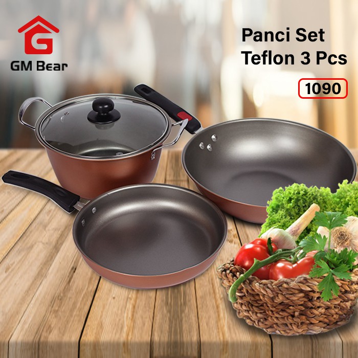 Jual Panci Teflon Get 3 1 Set/ Satu Set Teflon/ Panci Teflon Set 3in1 new anti lengket | Shopee ...