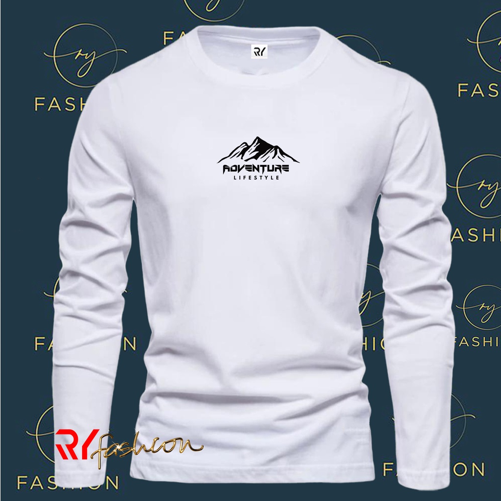Jual Kaos Lengan Panjang ADVENTURE LIFESTYLE GuNung Hitam / Kaos Distro Premium / Kaos Keren ...