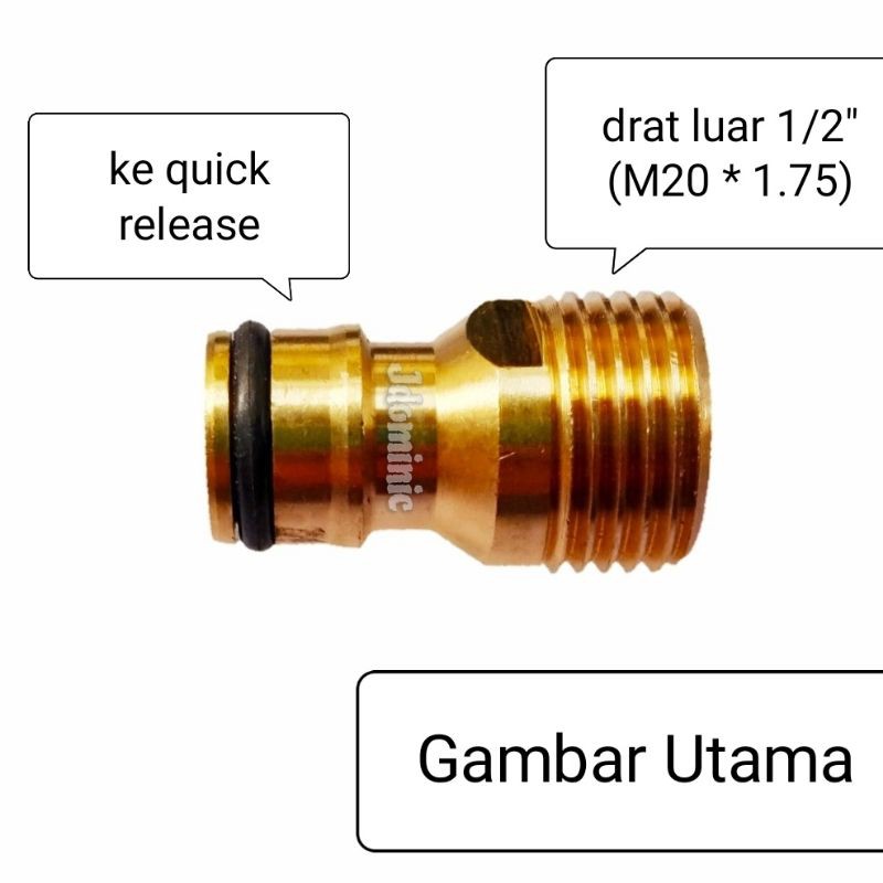 Jual sambungan quick release ke drat ulir luar 1/2 inchi inc in dim ...