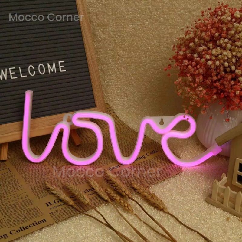 Jual Neon Love Sign Neon LED Pink / Lampu Neon Hias / Room Decor / Hias ...
