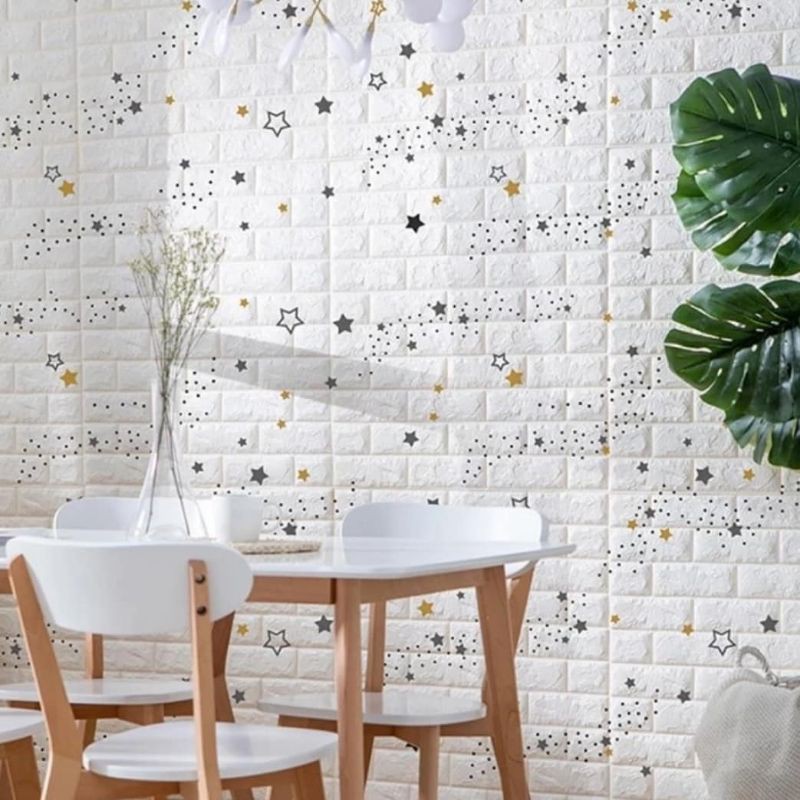 Jual wallpaper foam premium 3D permukaan timbul motif bata putih ...