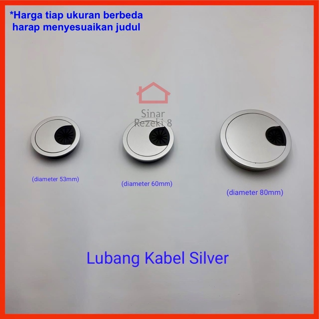 Jual Tutup Lubang Kabel SILVER 53 60 80 mm Meja Bulat / Grommet Cable ...