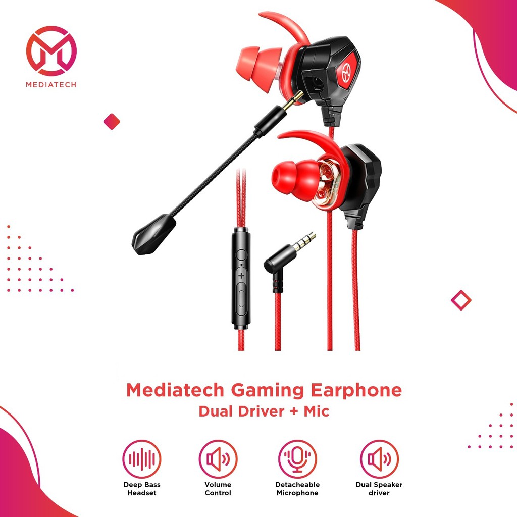 Jual Mediatech Gaming Earphone Dual Driver + Mic MGE - 01 | Shopee ...