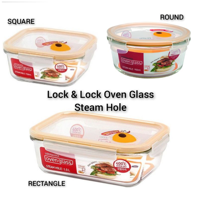 Jual Lock n Lock Oven Glass Food Container Rectangular Steam Hole 380ml ...