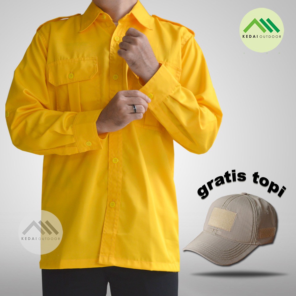 Jual KEMEJA LAPANGAN MANSET KEMEJA KERJA KUNING | Shopee Indonesia