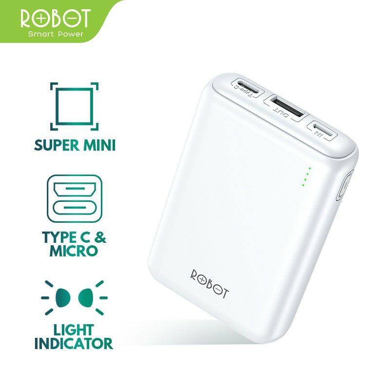 Jual Power Bank Robot RT-10 10000mah Dual Input Type-C & Microusb RT10 ...