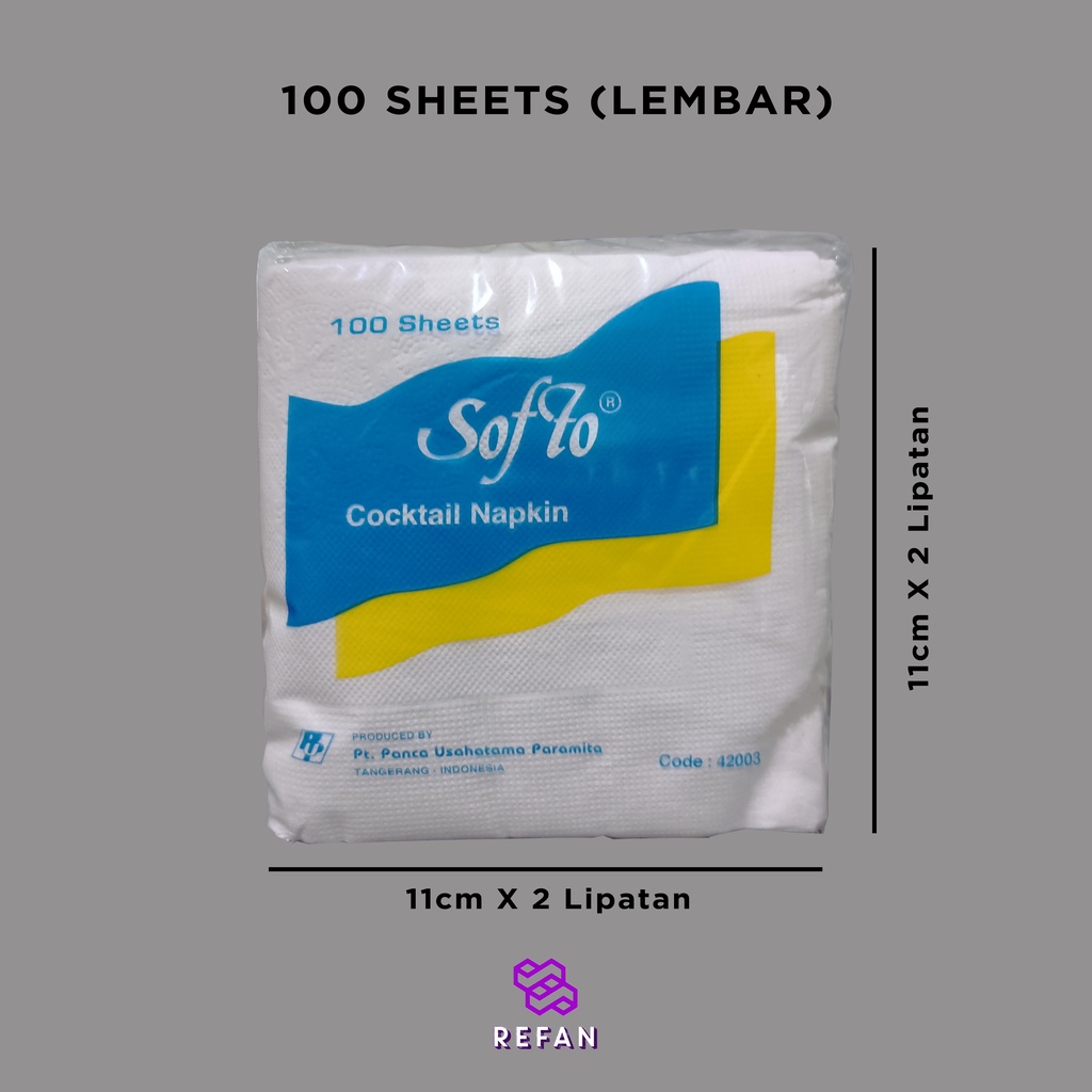 Jual Softo Tissue Cocktail Napkin | Tissue 100 Lembar Higienis | Shopee ...