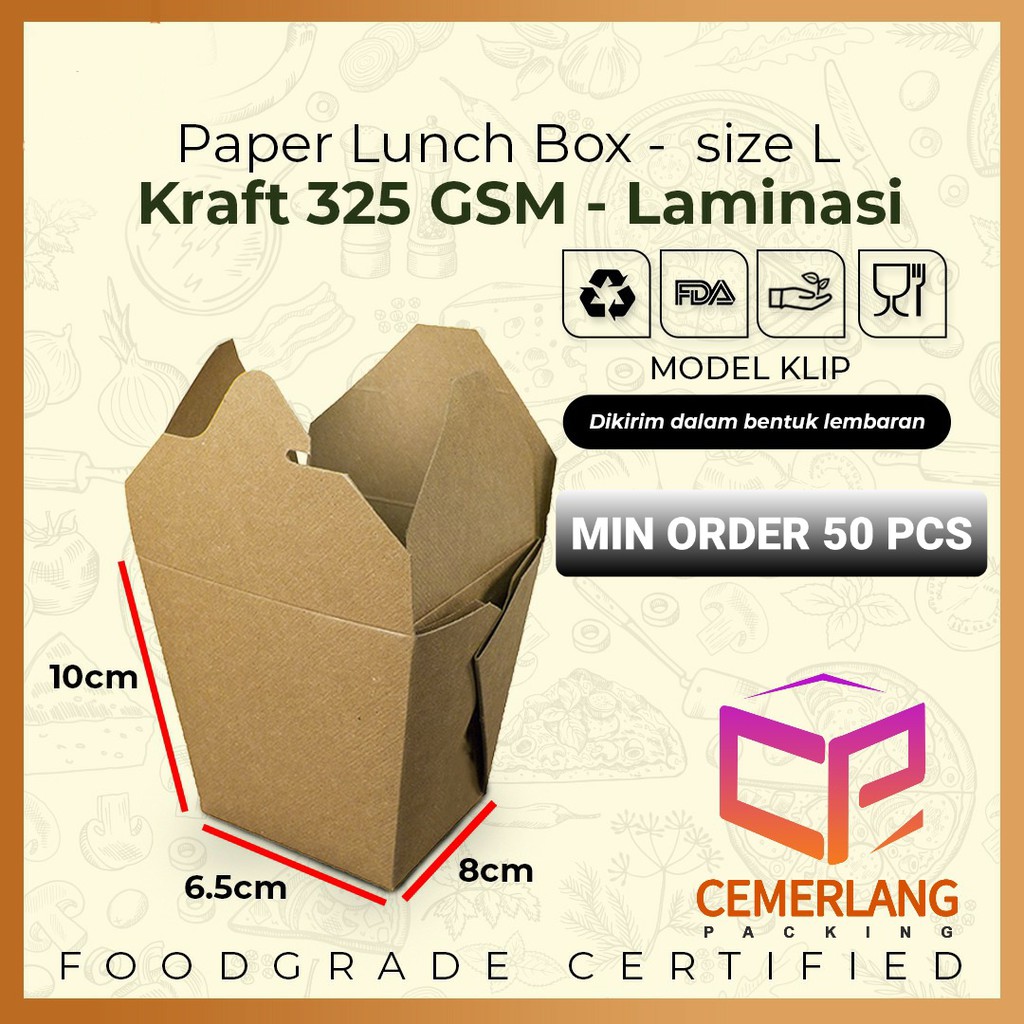 Jual FOODPAIL FOOD PAIL L LARGE BESAR DUS BENTO BOX PAPER LUNCH KRAFT ...