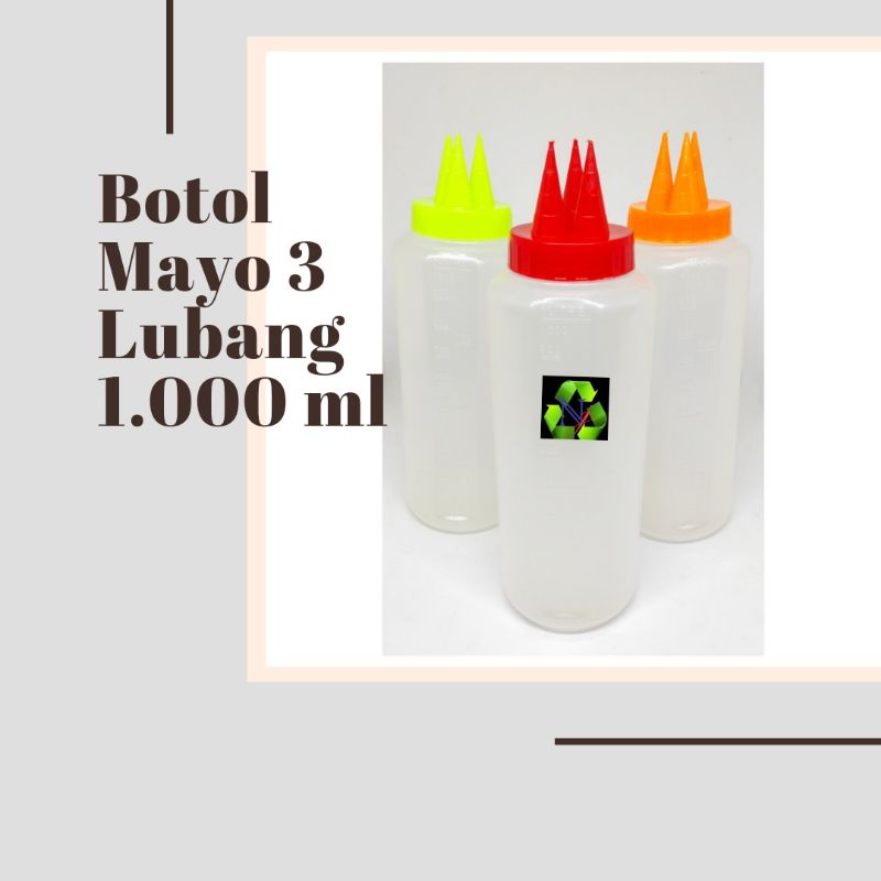 Jual Botol Plastik Saos / Mayo / Sambal / Coklat 3 lubang 1000 ml ...