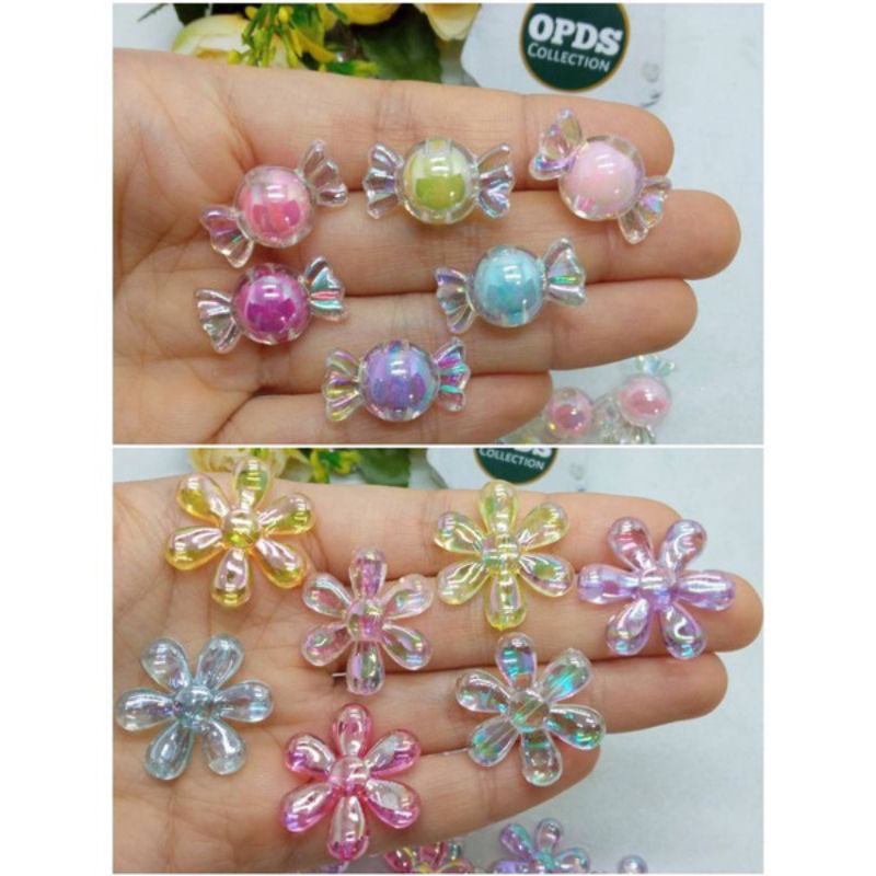 Jual Manik Akrilik Bunga Daisy Bening Manik Permen DIY Aksesoris Manik ...
