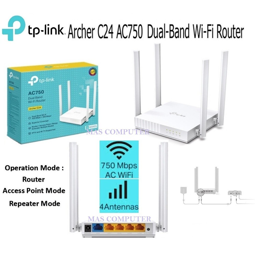 Jual Tp-link Archer C24 AC750 Dual-Band Wi-Fi Router High Speed Wi-Fi ...