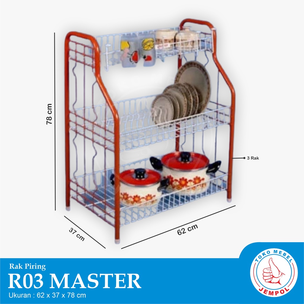 Jual Rak Piring R03 MASTER/Penyimpanan Serbaguna/Lemari Dapur/Rak Pengering Piring Dapur/Jempol ...