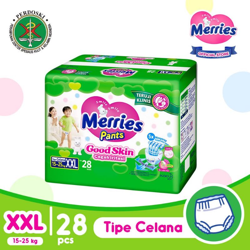 Jual MERRIES Diaper Pants Good Skin XXL28 | Shopee Indonesia