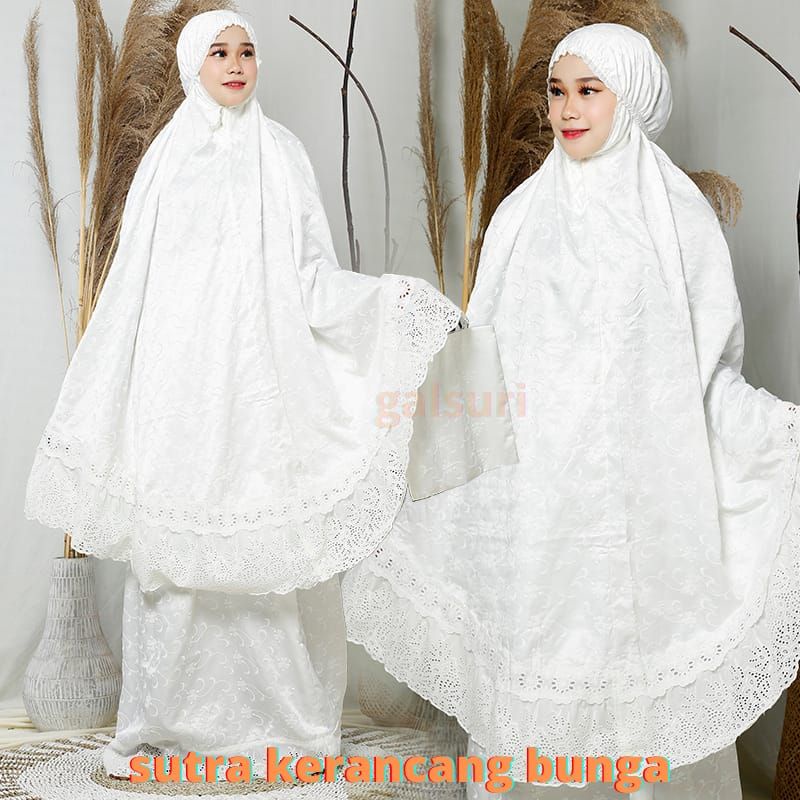 Jual Mukena Dewasa Sutra Renda Kerancang Telekung Perlengkapan Sholat ...