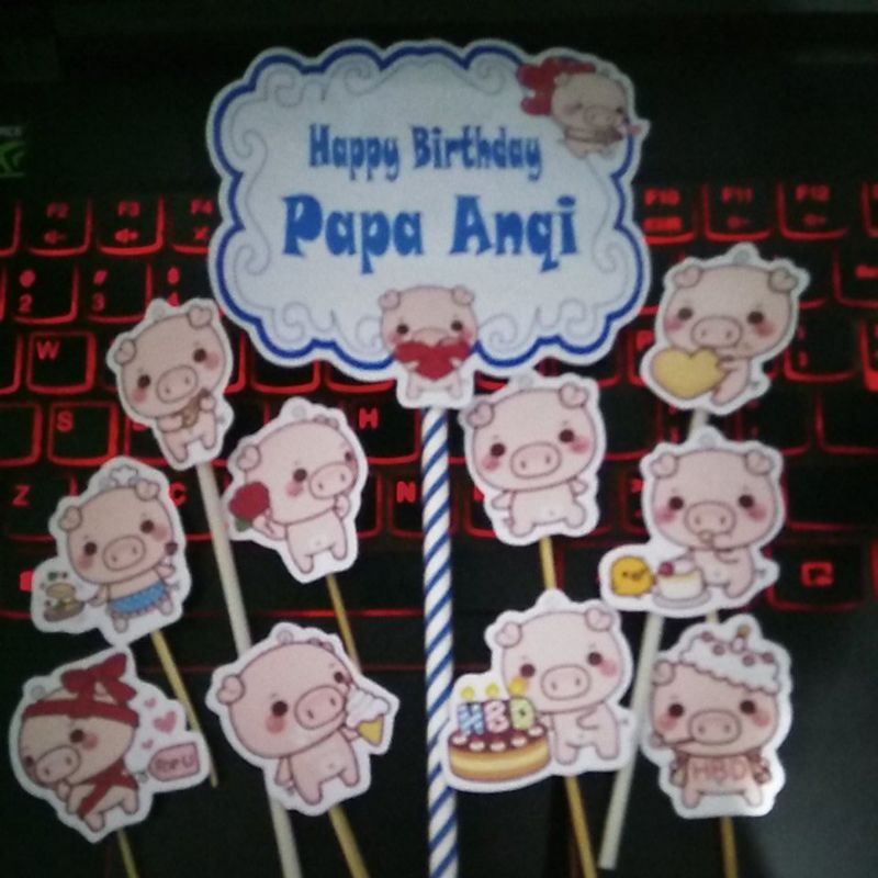 Jual cake topper hiasan kue pig piggy babi lucu cute 050922 | Shopee ...