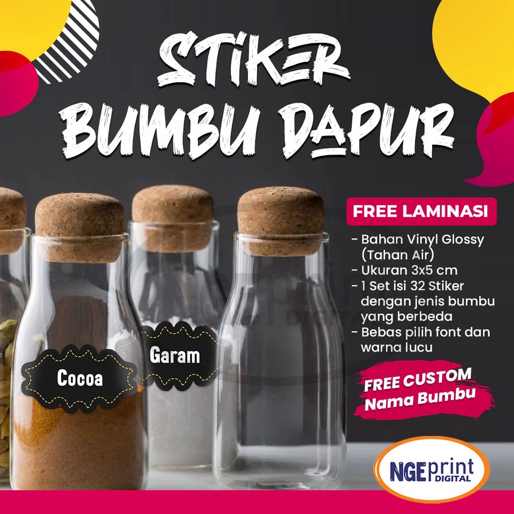 Jual [32 PCS] STIKER BUMBU DAPUR / STIKER NAMA / LABEL BUMBU WATERPROOF ...
