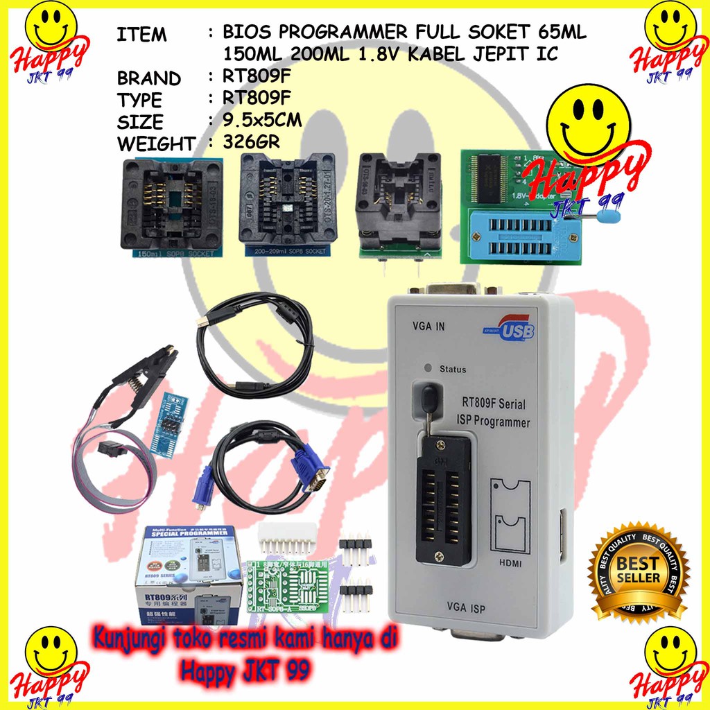 Jual [ HAPPY JKT 99 ] FULLSET ALAT FLASH BIOS PROGRAMMER RT809F 150ML ...