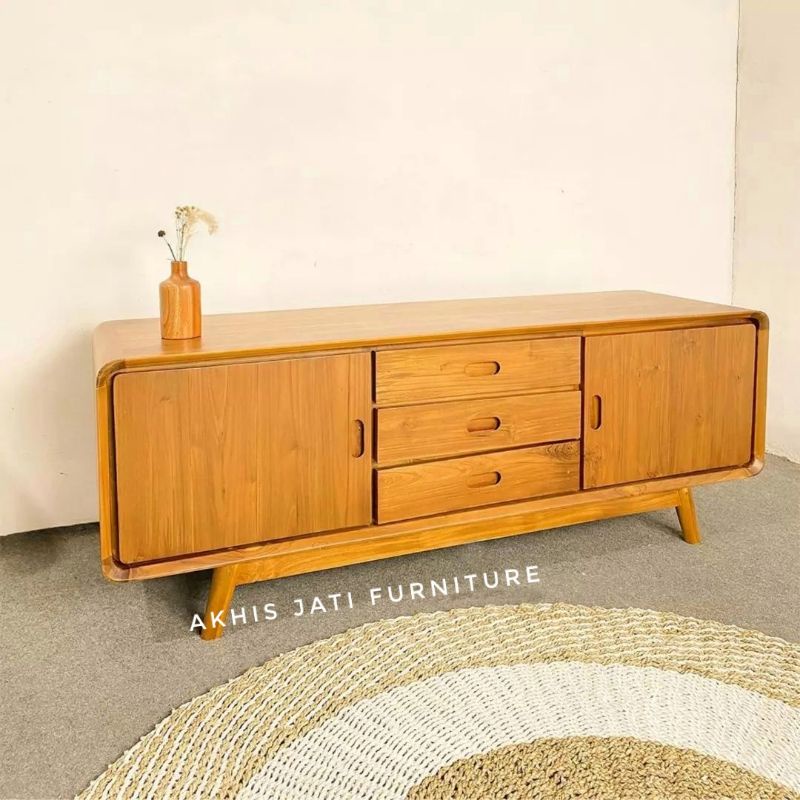 Jual meja Tv cabinet kayu jati solid | Shopee Indonesia