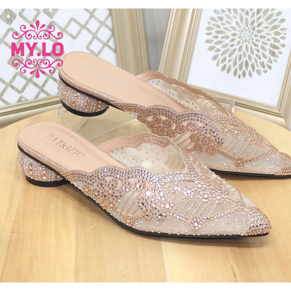 Jual SENDAL PESTA WANITA SANDAL PENGANTIN SELOP KEBAYA ROSEGOLD ...