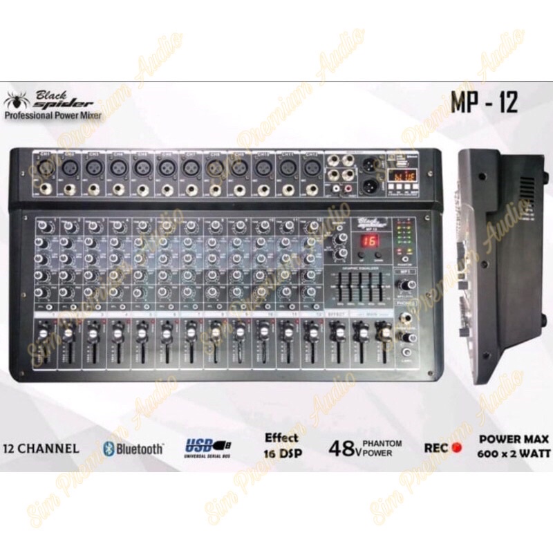Jual POWER MIXER BLACK SPIDER MP12 MP 12 ORIGINAL 12 CHANNEL | Shopee Indonesia