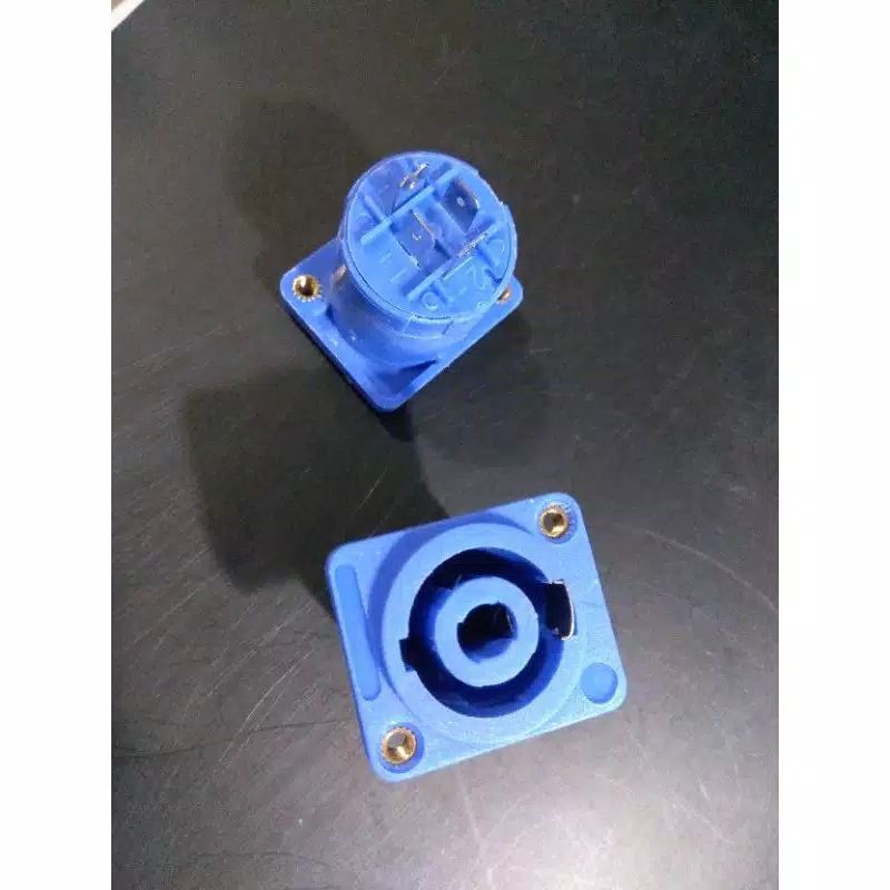 Jual socket spikon biru with screw hole / socket speakon biru | Shopee ...