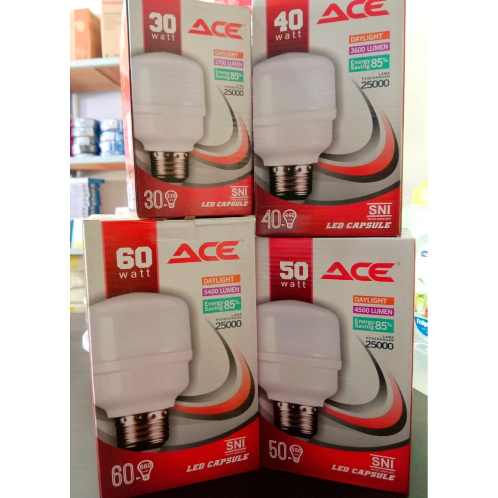 Jual LAMPU LED ACE 20W, 30W, 40W, 50W, 60W CAPSULE | Shopee Indonesia