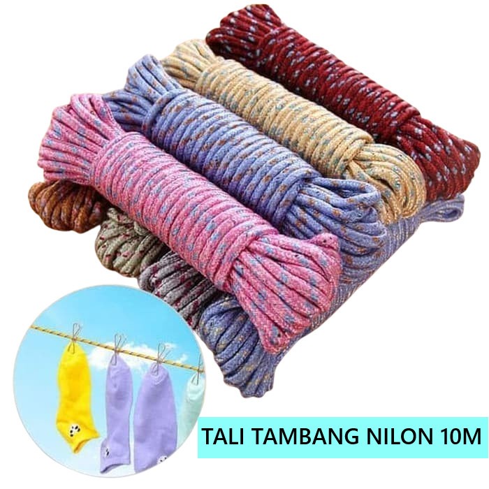 Jual (OS) Tali Jemuran Nilon 10 Meter Anti Selip Super Kuat Tahan ...