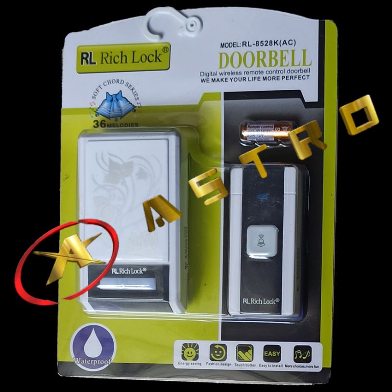 Jual Bel Rumah Rich Lock RL8528K AC / DC Door Bell Wireles Tanpa Kabel ...