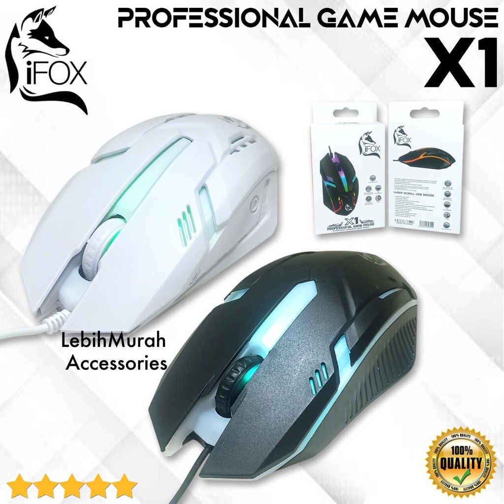 Jual Mouse Kabel Gaming X1 IFOX LED Cable Mouse Game RGB Colorful 7 LED ...