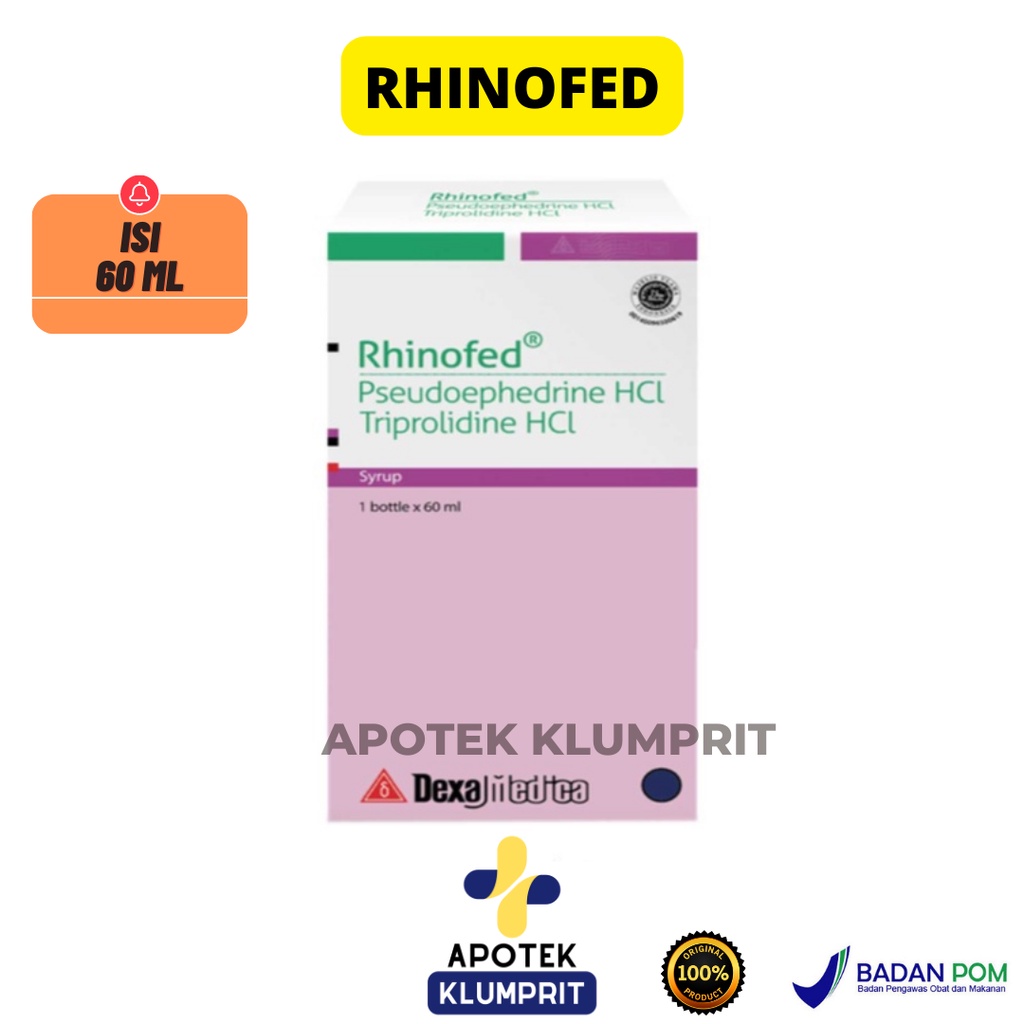 Jual RHINOFED SIRUP 60ml / OBAT FLU / OBAT SINUS / OBAT FLU ANAK DAN ...