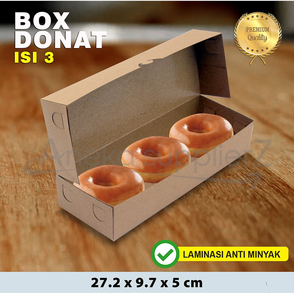 Jual Kotak Dus Box DONAT KRAFT COKLAT Isi 3 -( 30 pcs ) | Shopee Indonesia