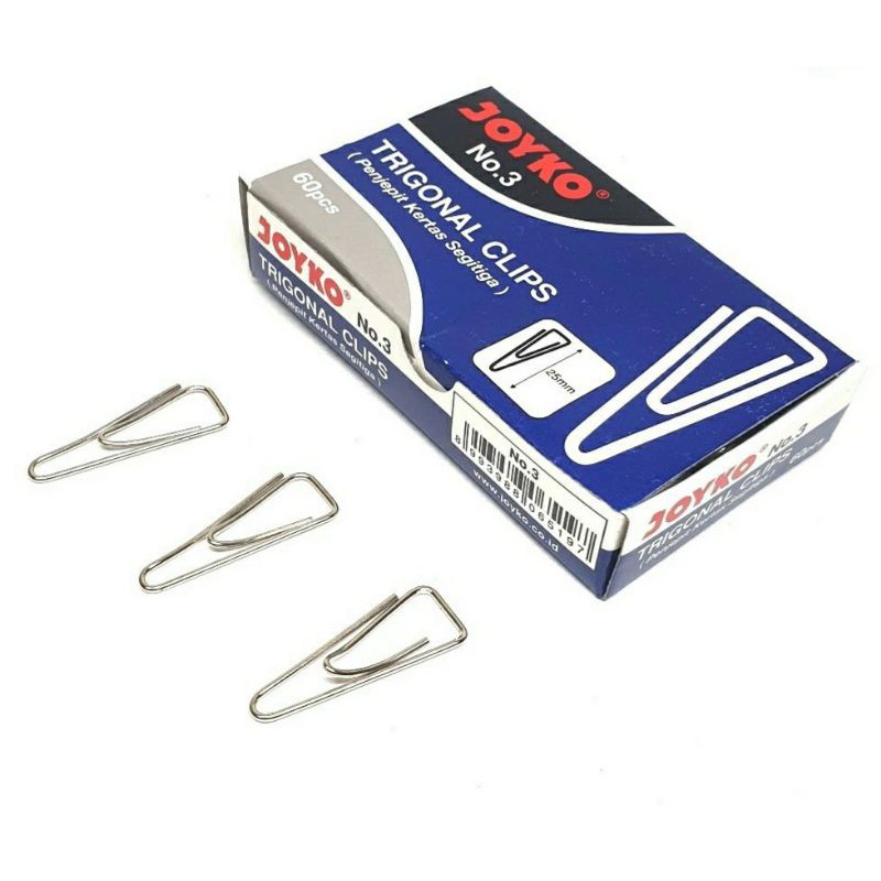 Jual JOYKO Paper Clip No. 3 (1 kotak = 60 pcs) - Klip Kertas Trigonal ...