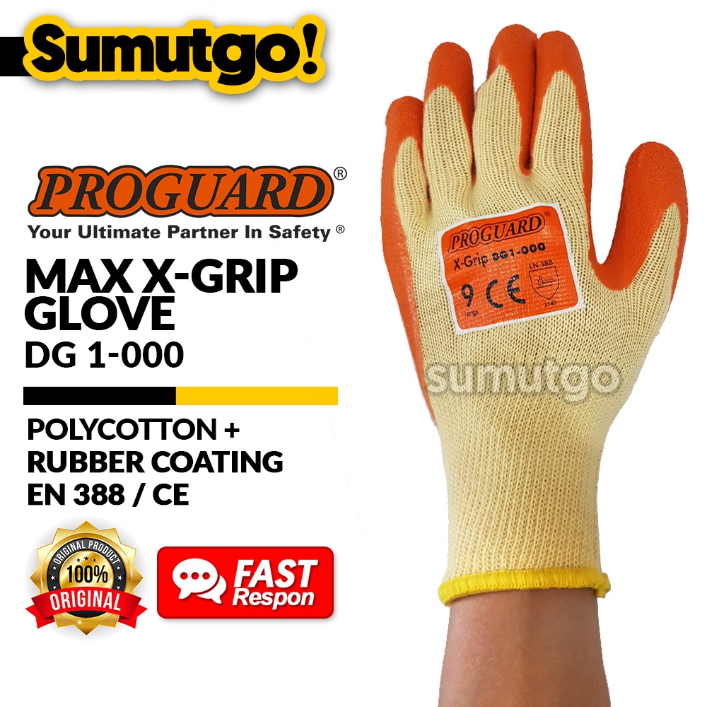 Jual Proguard Max Grip DG 1-000 Rubber Cotton Glove / Sarung Tangan ...