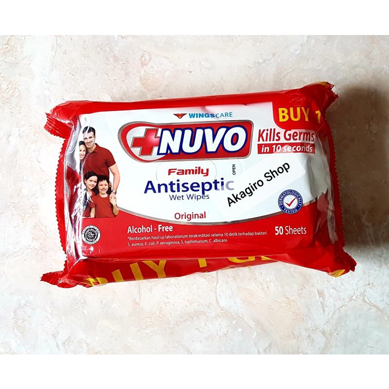 Jual Tissue Basah | Nuvo Family Antiseptic Wet Wipes 50 Sheets | Isi 2 ...