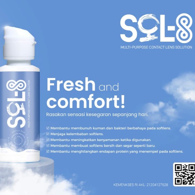 Jual cairan pembersih cuci rendam softlens SOL-8 Multi purpose contact ...