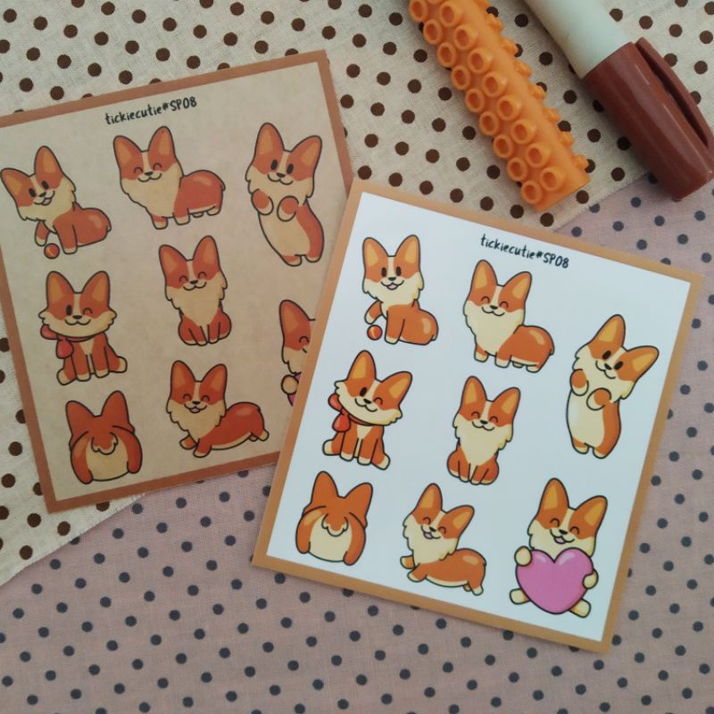 Jual sticker Tickie Cutie #SP08 cute corgi dog cutie (sticker kraft ...