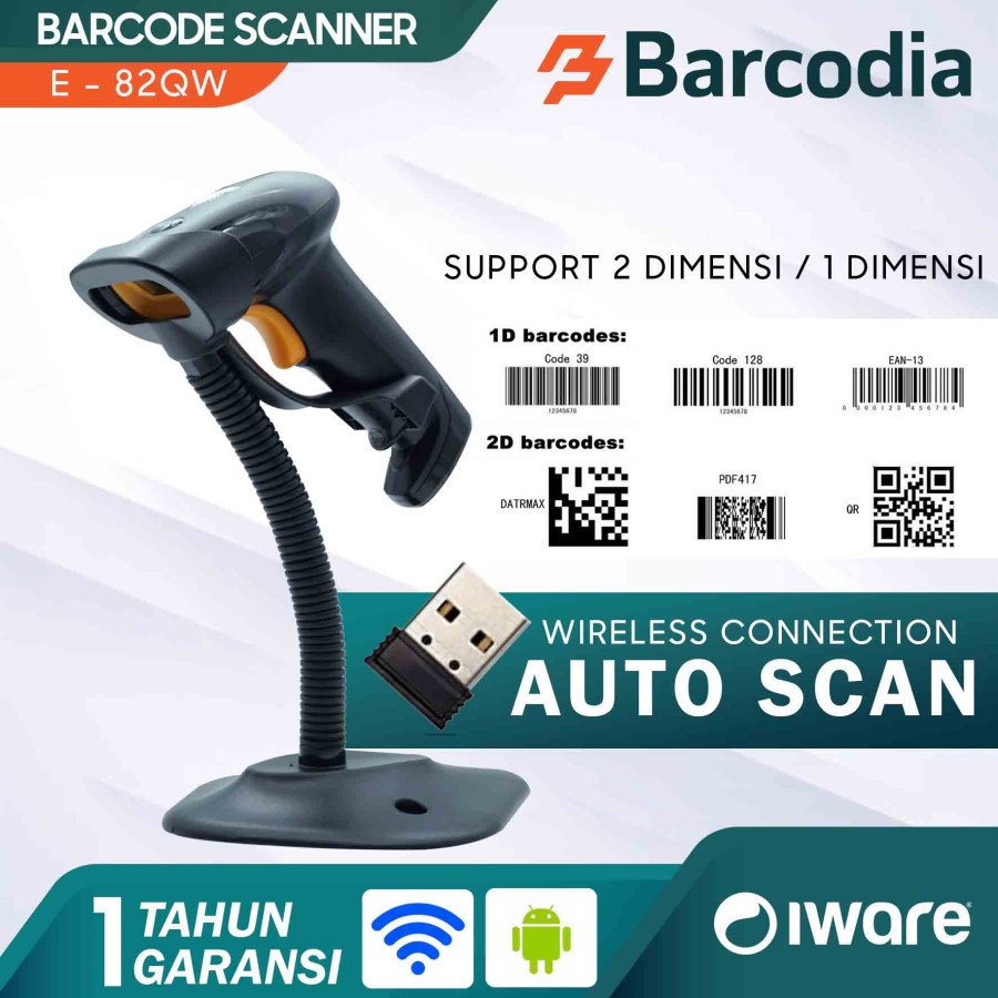 Jual BARCODIA Barcode Scanner Iware 1D 2D USB Bluetooth Wireless ...