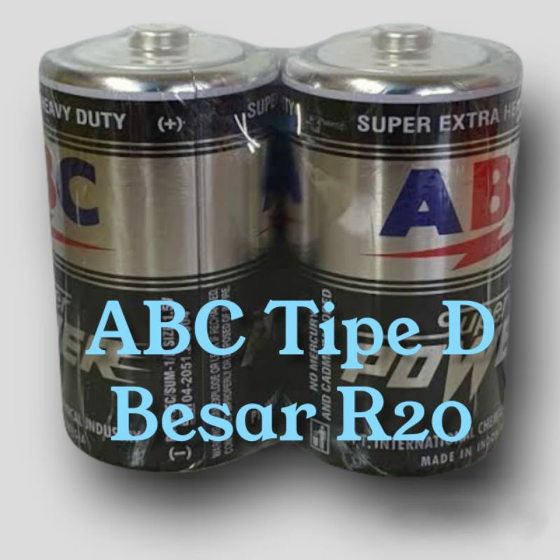 Jual Baterai ABC Besar/Jumbo Super Power R20 isi 2 pcs,bisa untuk pompa ...