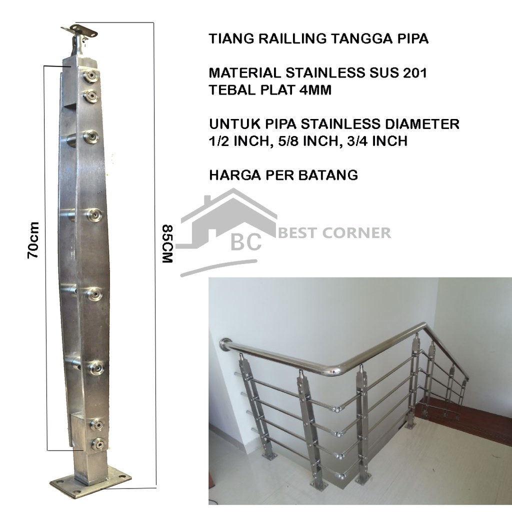 Jual Tiang Railling Tangga / Ralling tangga Stainless 201 Pipa H - 005 ...