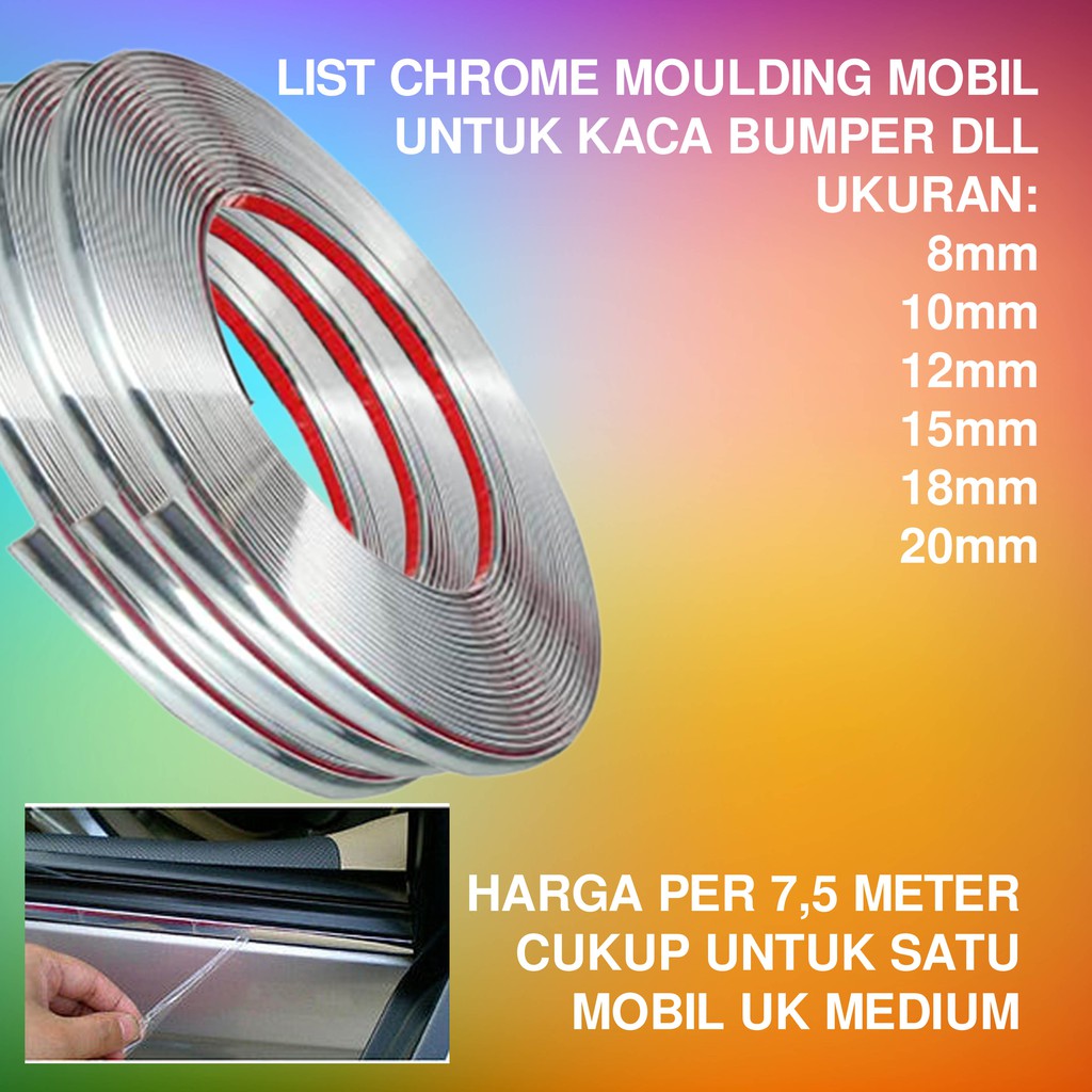 Jual list chrome moulding mobil list kaca mobil universal aneka ukuran ...