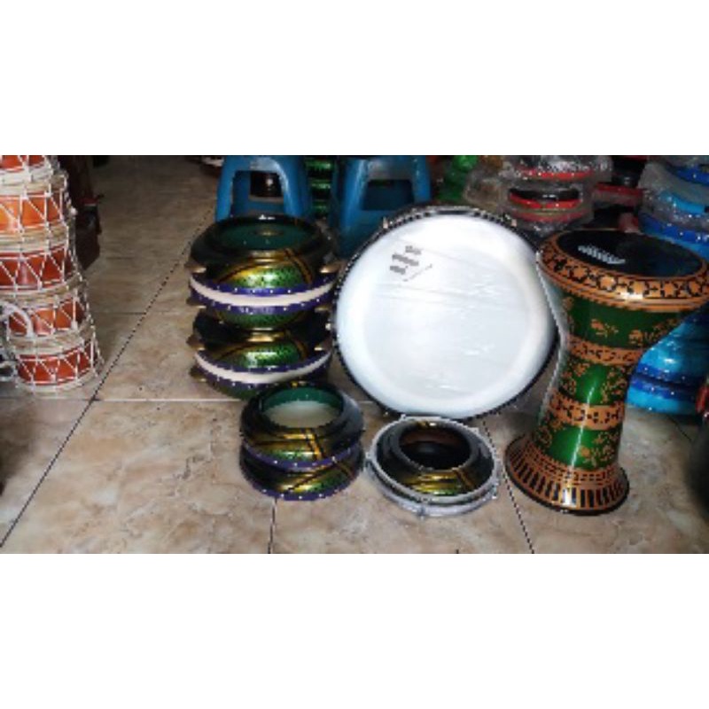 Jual Hadroh Rebana Satu Set Habsyi Polos Warna/ Alat Marawis+ Tas ...
