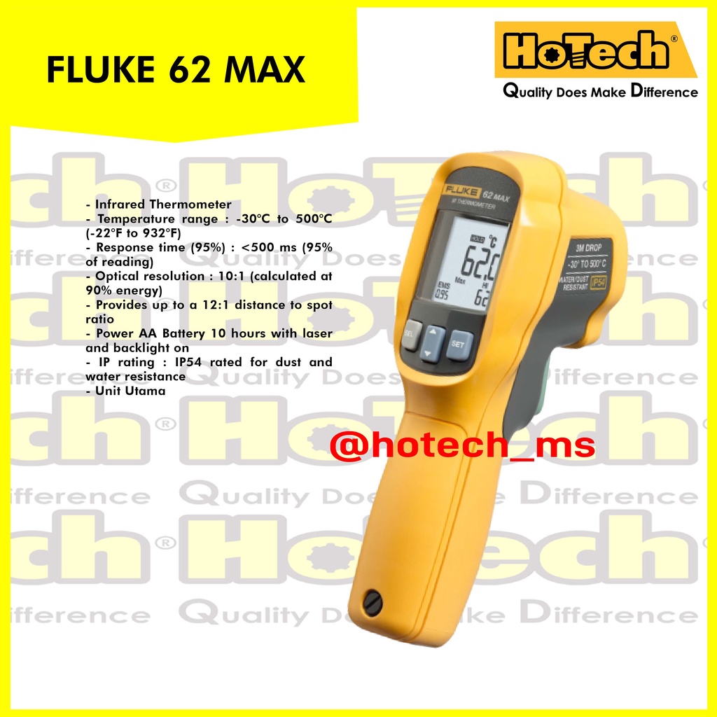 Jual Fluke Thermometers 62 MAX | 62 Max Thermometer | Shopee Indonesia