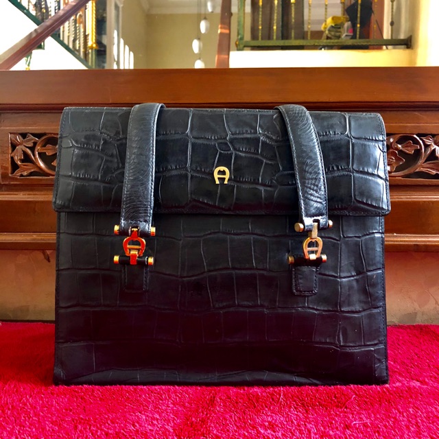 Jual Tas aigner kulit croco asli original second preloved | Shopee ...