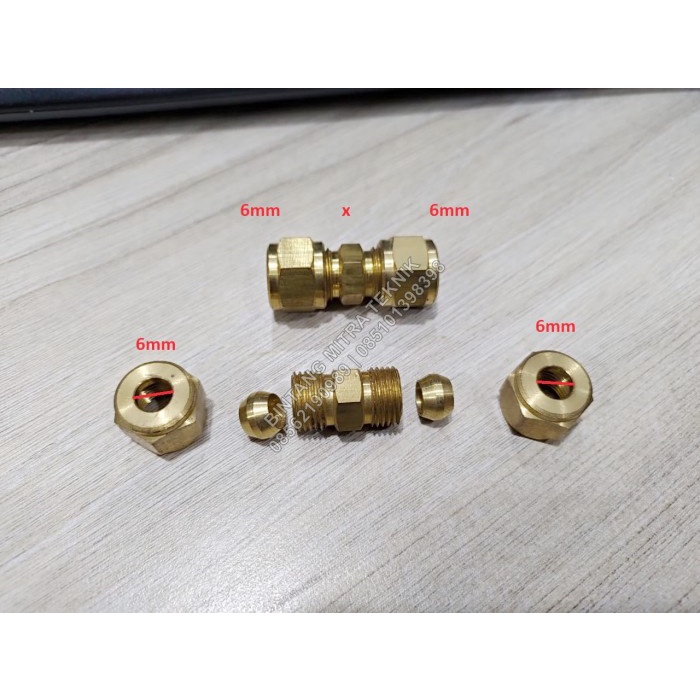 Jual UNION CONNECTOR KUNINGAN 6MM UNION PIPA TEMBAGA 6MM CINCIN ...