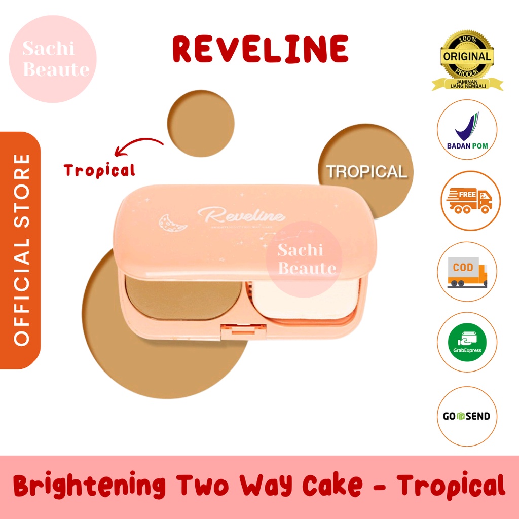 Jual REVELINE Brightening Two Way Cake Bedak TWC Shade Tropical BPOM ...