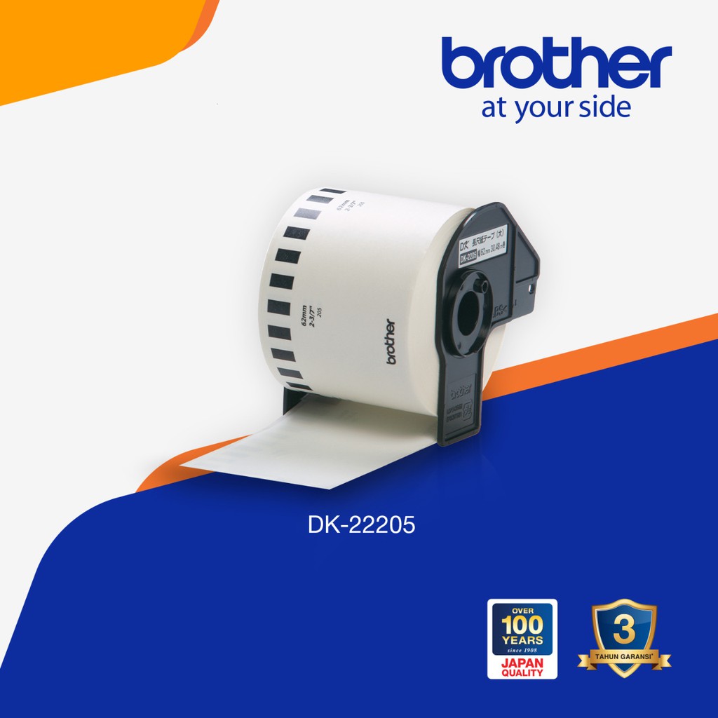 Jual Brother Label Tape DK-22205 Continuous Label Roll Black on White ...