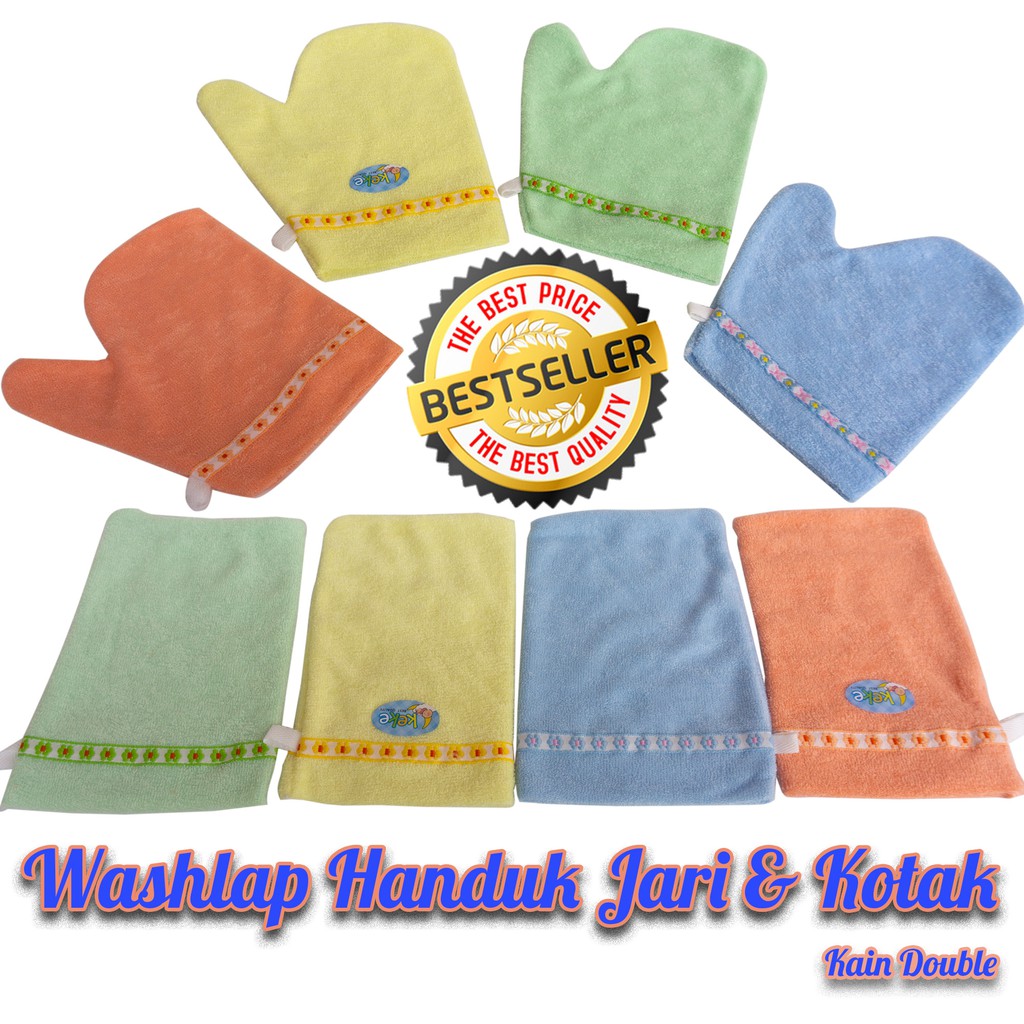 Jual washlap bayi jari dan kotak handuk washlap mandi kain double ...